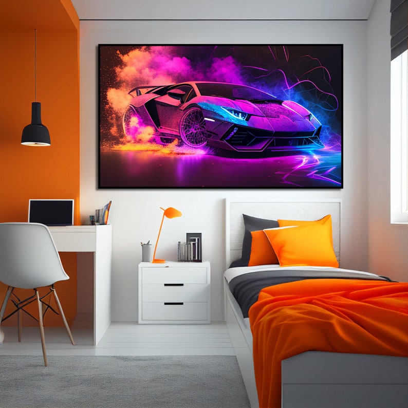 PRINTABLE Neon Lamborghini Digital Download | Lamborghini Poster | Neon ...