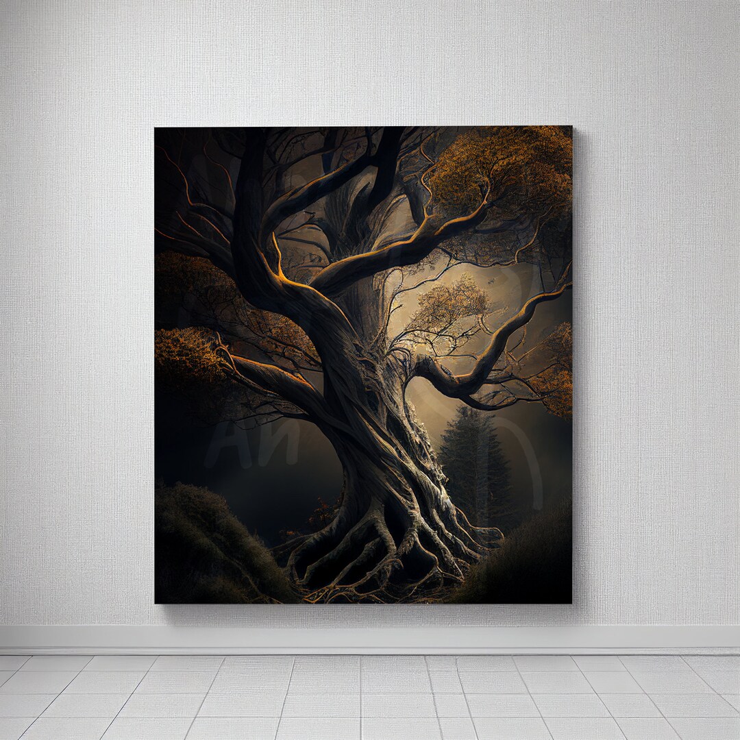 Spooky Twisted Tree Tree Art Tree Print Halloween Scary Tree Dark ...