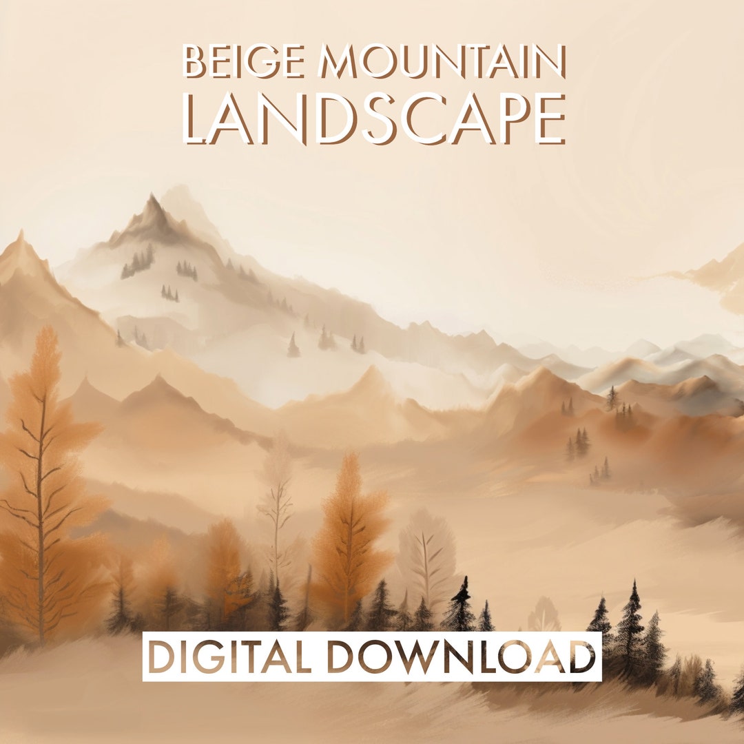 PRINTABLE Beige Mountain Landscape Wall Art | Gallery Set | Mountain ...