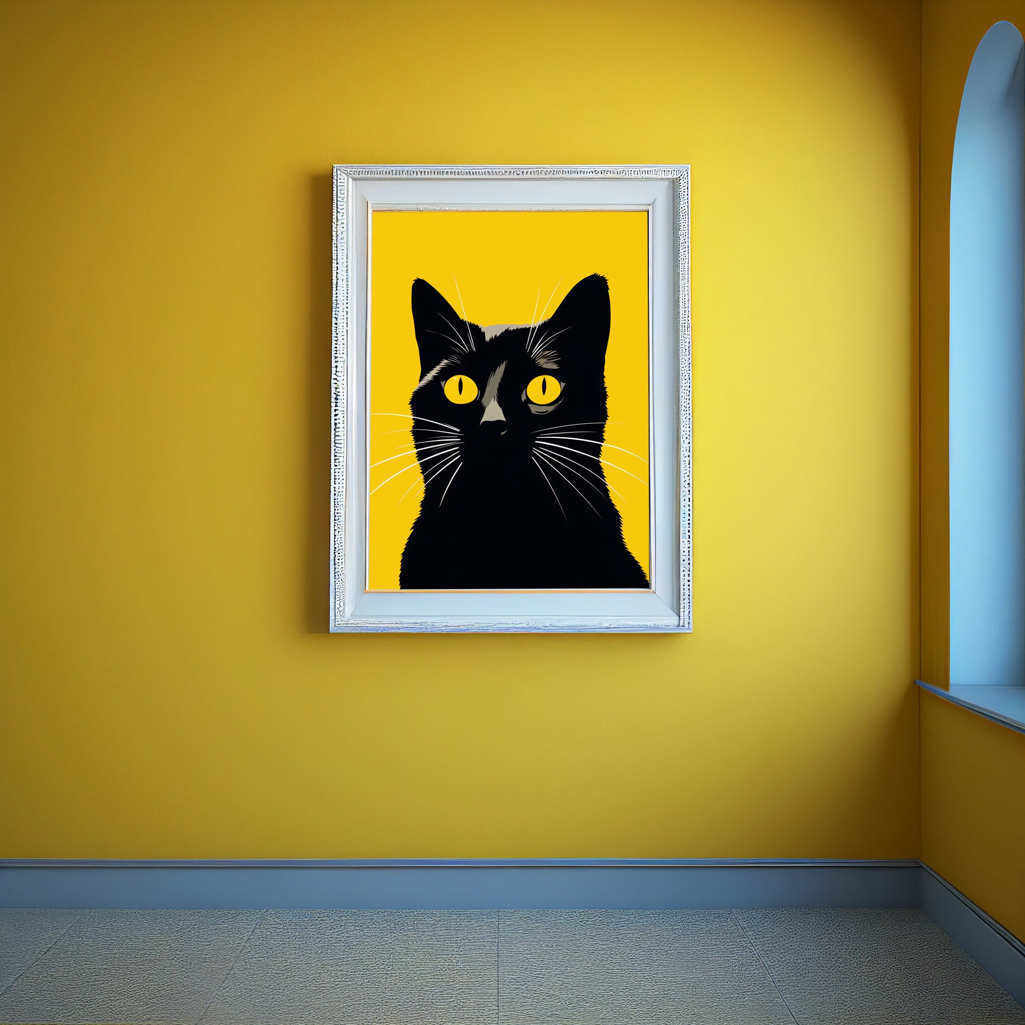 Printable Black Cat Pop Art 4 Colors Halloween Cat Wall Art Black Cat
