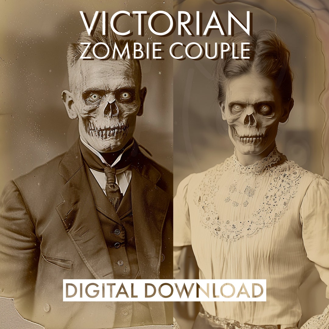 PRINTABLE Victorian Zombie Couple Halloween Gallery Wall Art Creepy ...