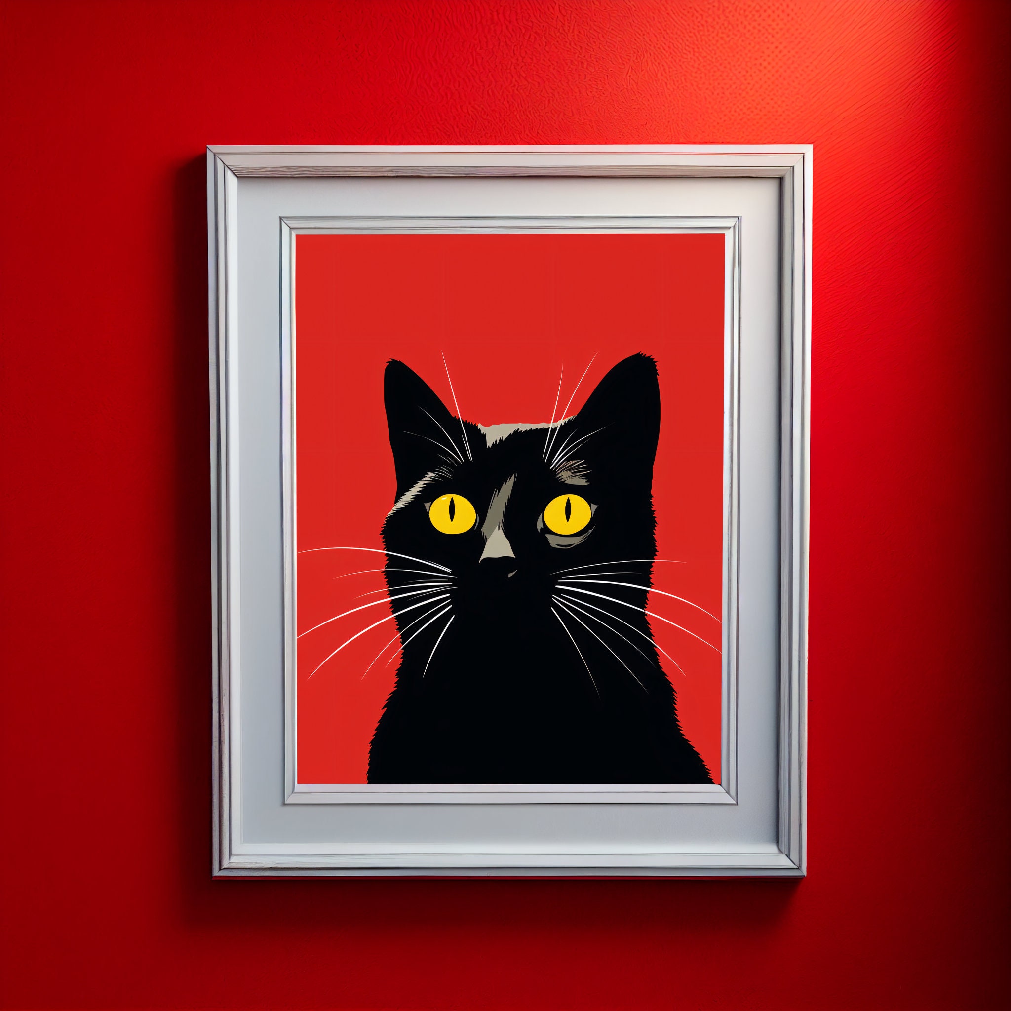 Printable Black Cat Pop Art 4 Colors Halloween Cat Wall Art Black Cat