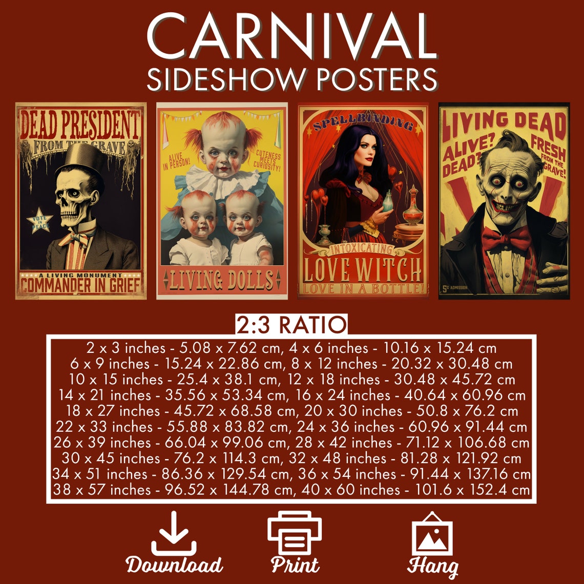 PRINTABLE Carnival Sideshow Poster Gallery Set V2 | Circus Carnival ...