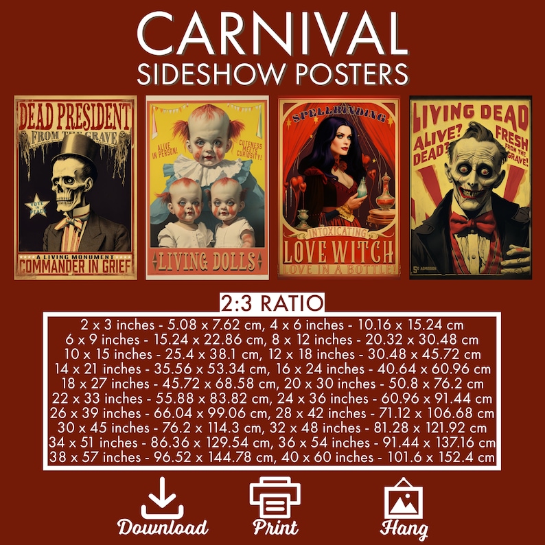 PRINTABLE Carnival Sideshow Poster Gallery Set V2 | Circus Carnival ...