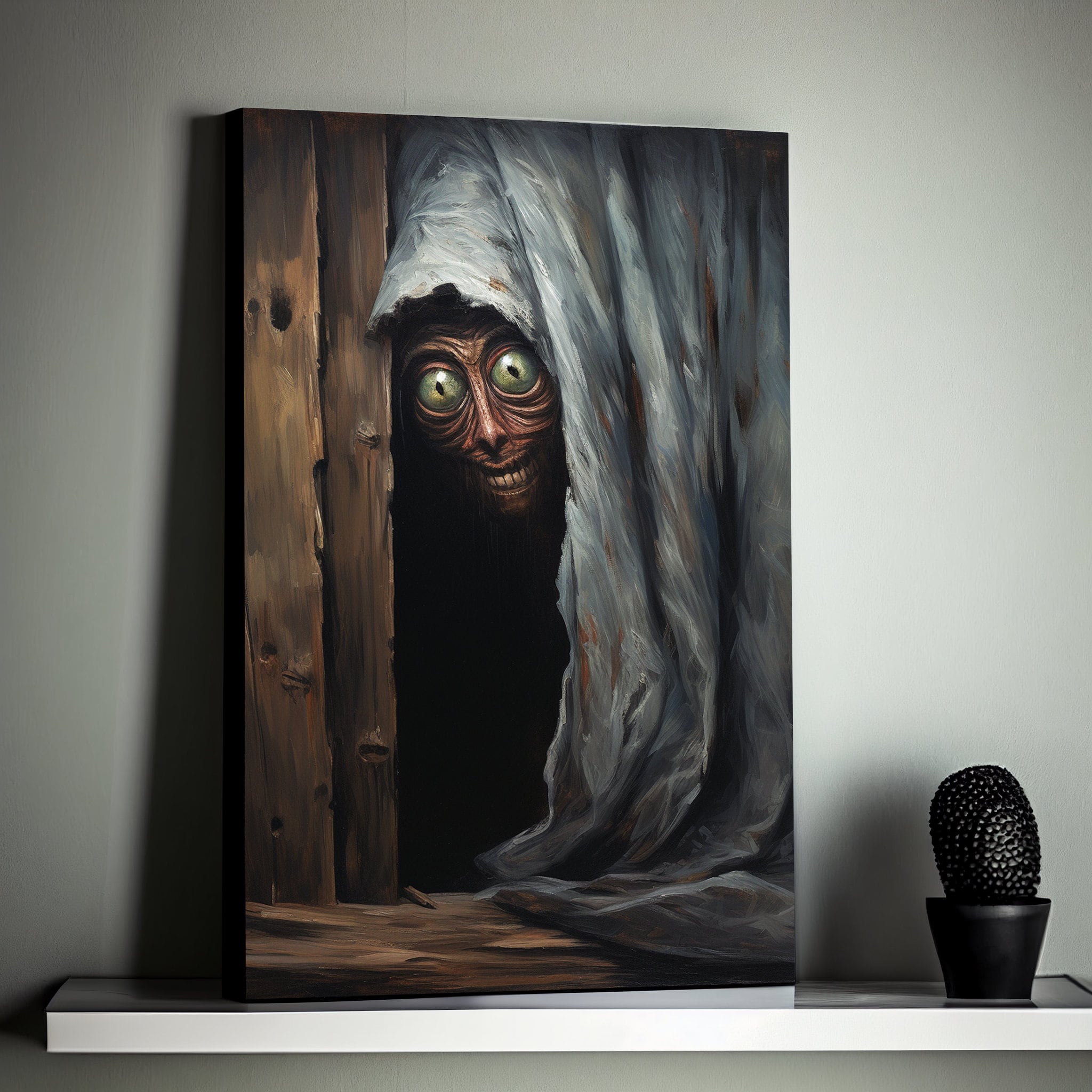 PRINTABLE Boogeyman Hiding in Closet | Halloween | Oil Painting ...
