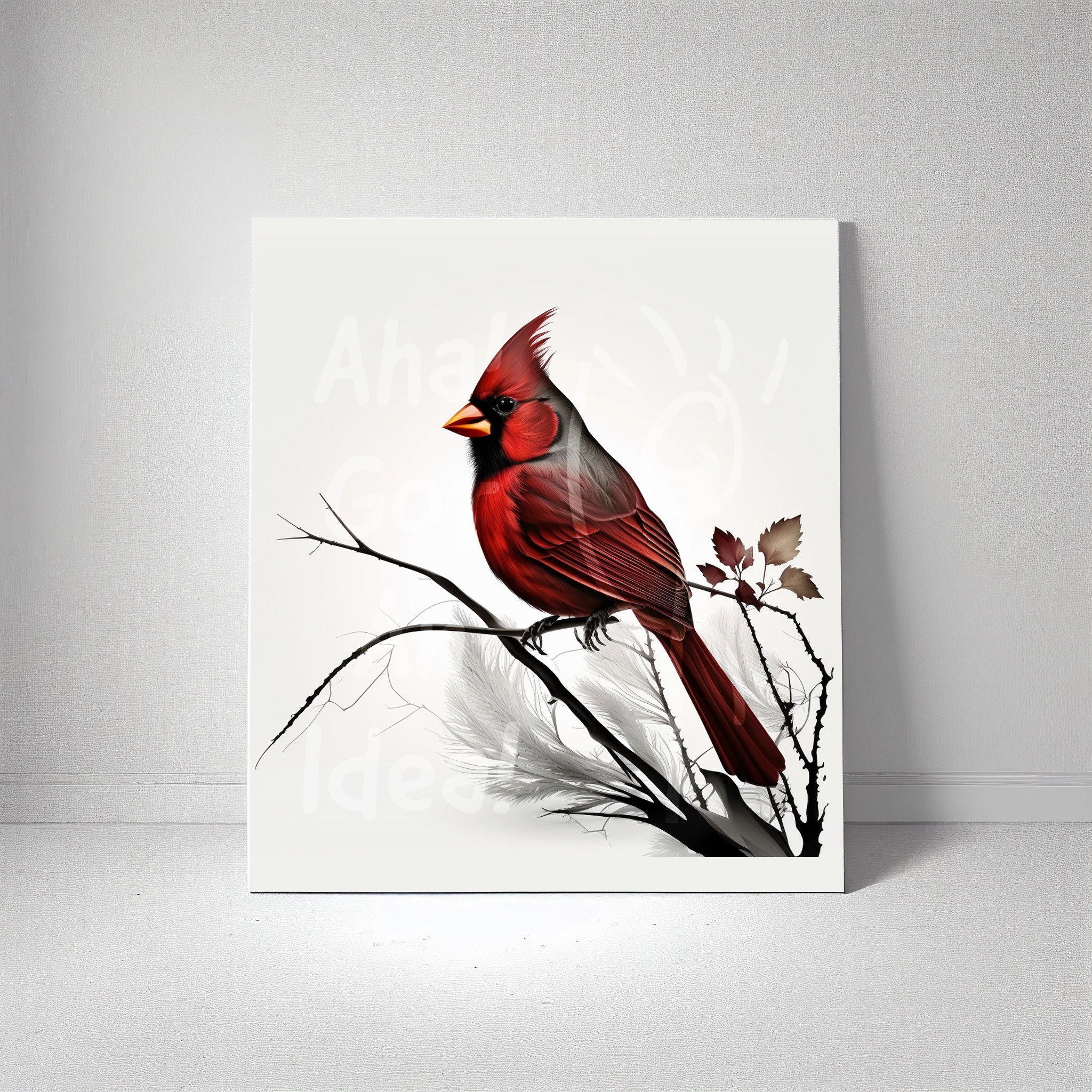 PRINTABLE Cardinal on Branch | Cardinal Wall Art Print | Bird Art ...