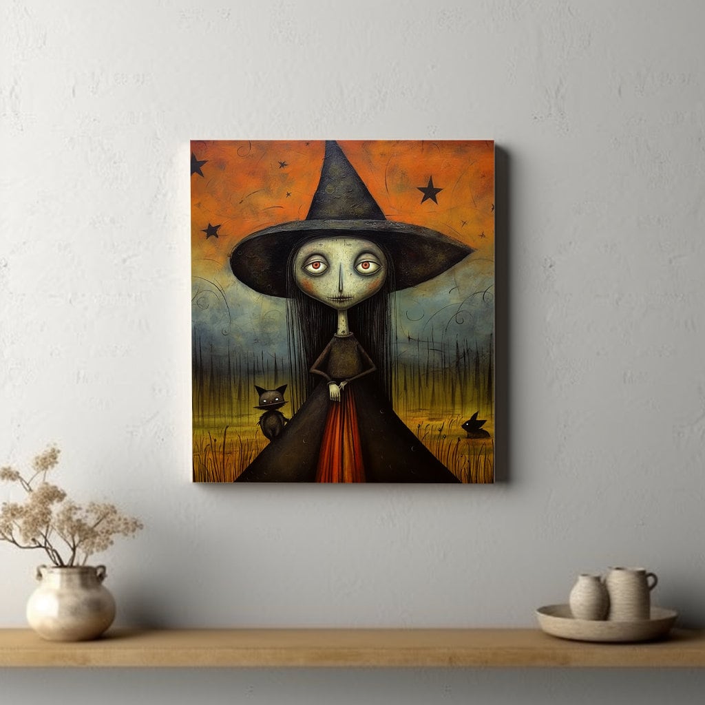 PRINTABLE Witch Folk Art V2 Halloween Folk Art Autumn - Etsy