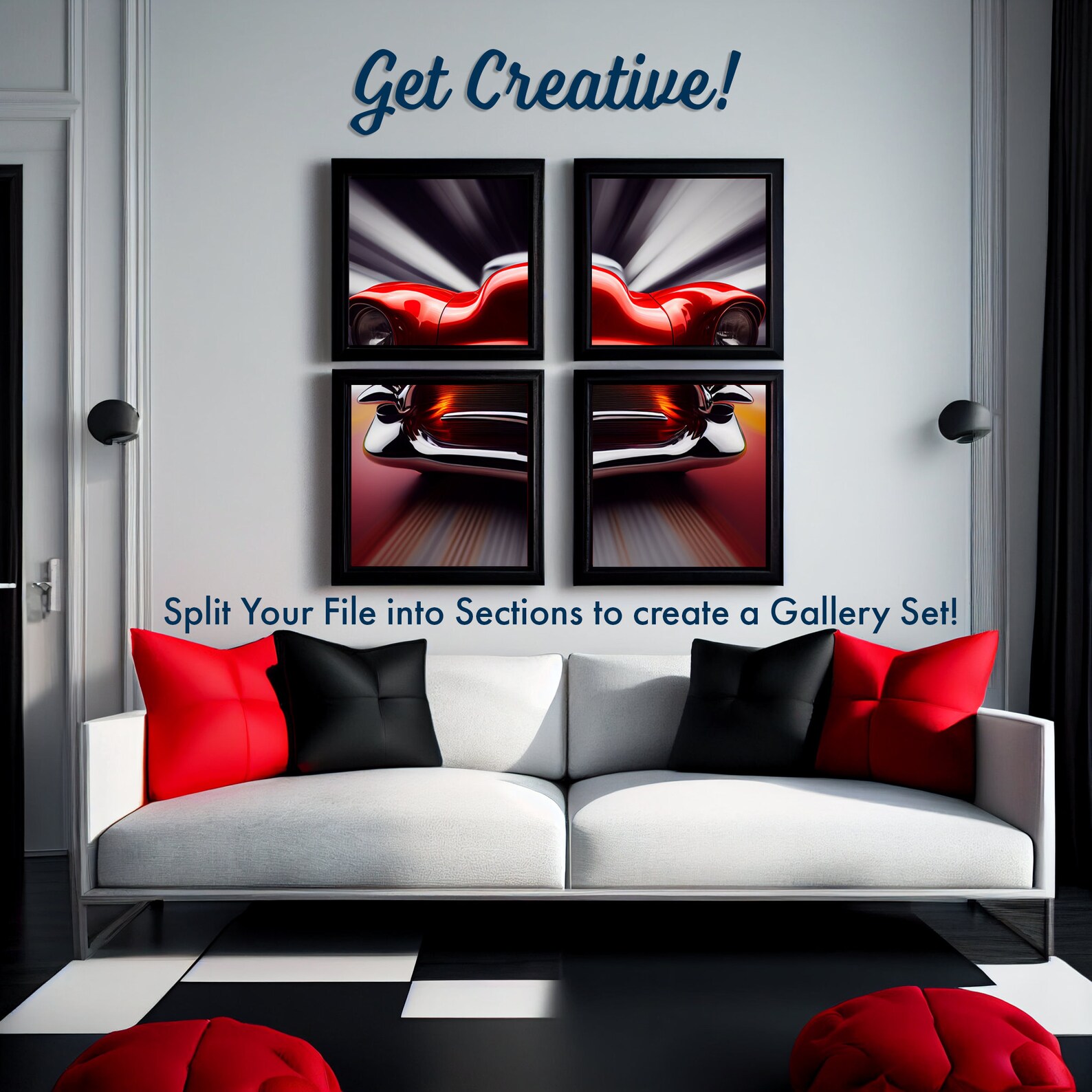 Classic Red Car | Classic Car Wall Art | Vintage Car | Child's Bedroom ...