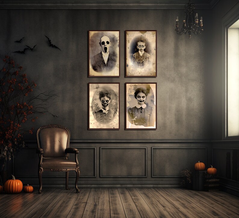 PRINTABLE Haunted Halloween Portraits V2 | Haunted House Decor | Spooky ...