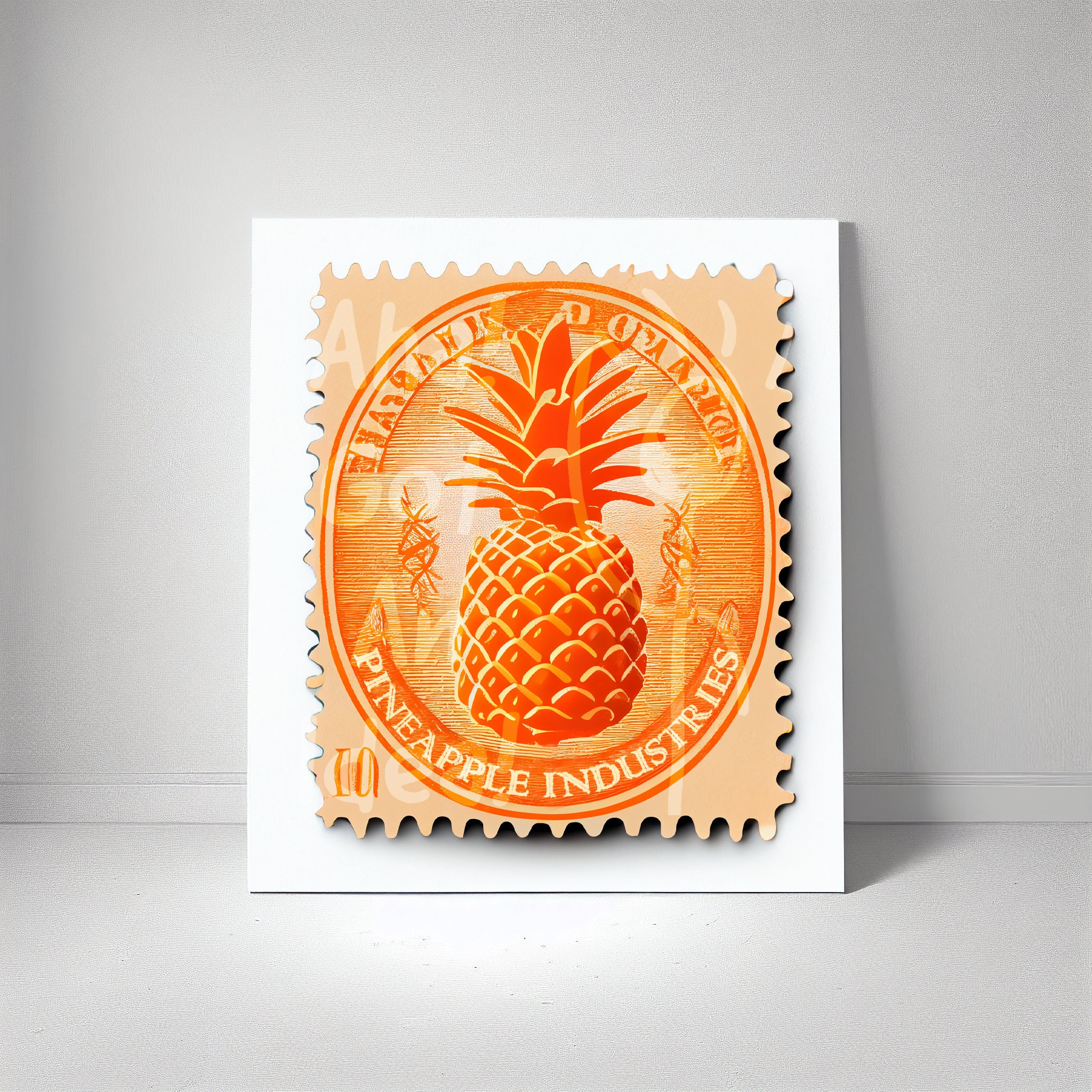 PRINTABLE Gallery Set of Orange Pineapple Stamps Pineapple - Etsy