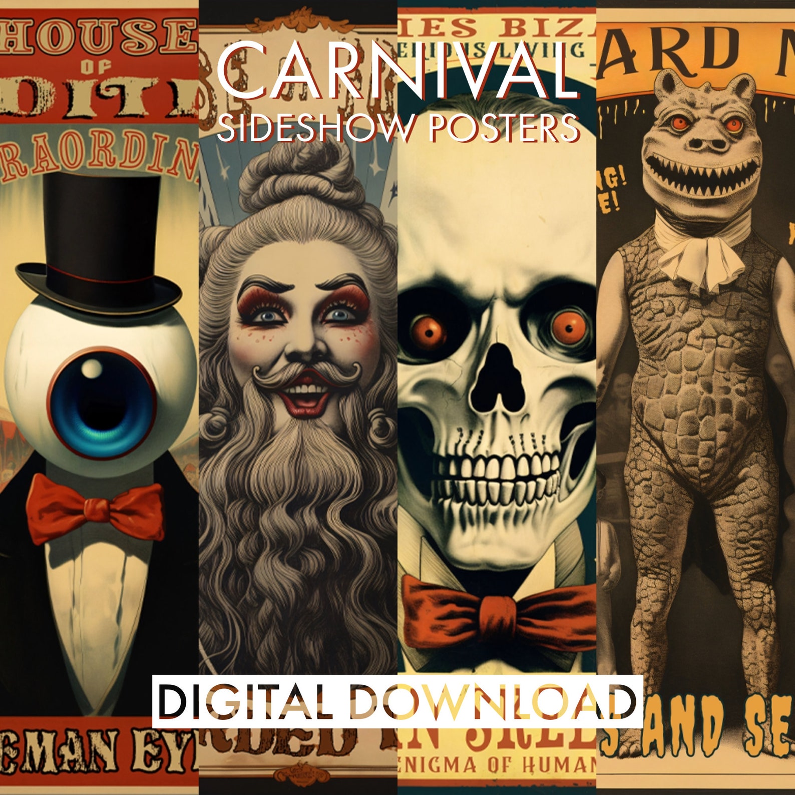 PRINTABLE Carnival Sideshow Poster Gallery Set Circus Posters Freak ...