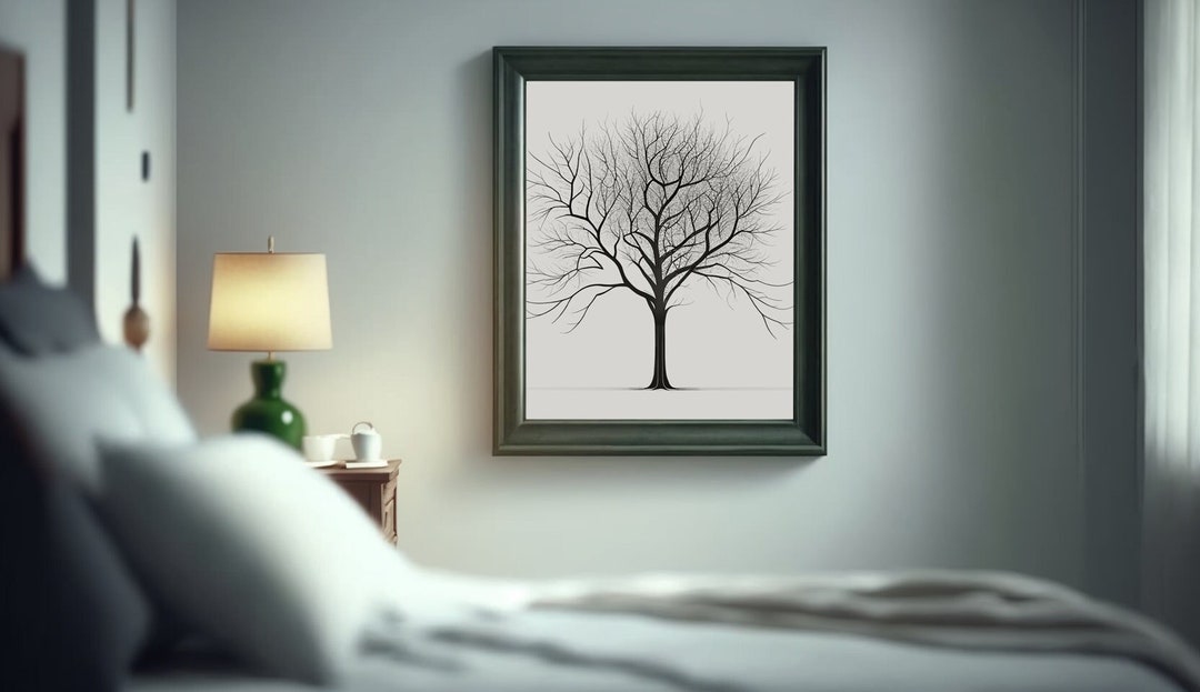 Simple Black Tree | Tree Art | Bare Tree Art | Tree Print | Living Room ...