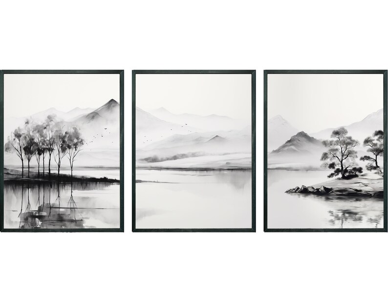 PRINTABLE Mountain Landscape Wall Art | Gallery Set | Mountain Mural ...