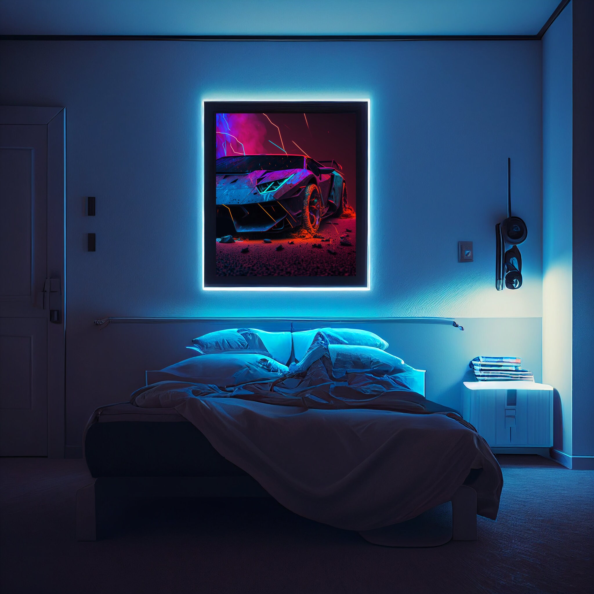 PRINTABLE Neon Lamborghini | Neon Prints | Neon Lambo | Bedroom Posters ...
