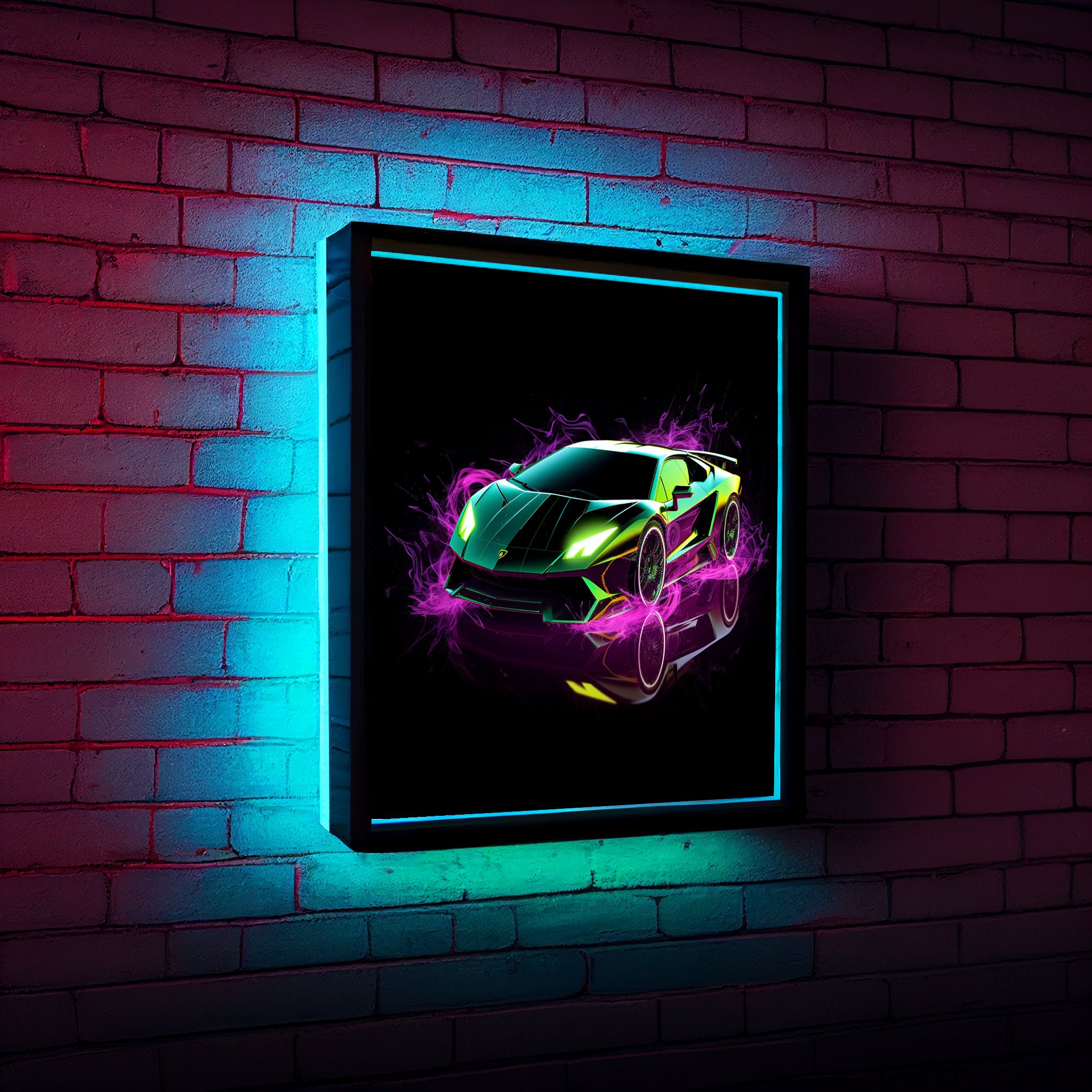 PRINTABLE Green Lamborghini Digital Download Neon Prints - Etsy