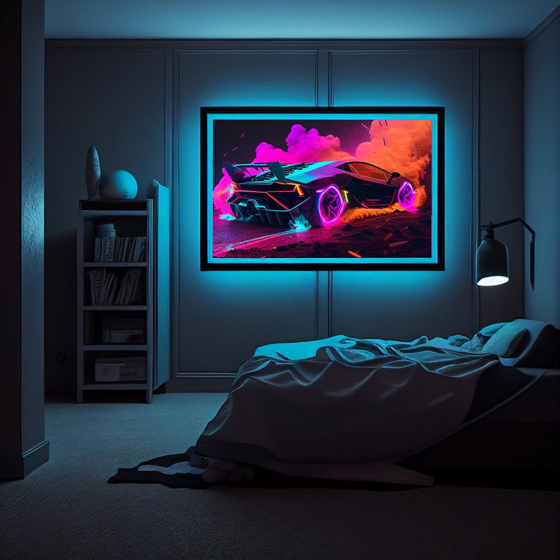 PRINTABLE Neon Lamborghini V2 Digital Download | Neon Prints | Neon ...