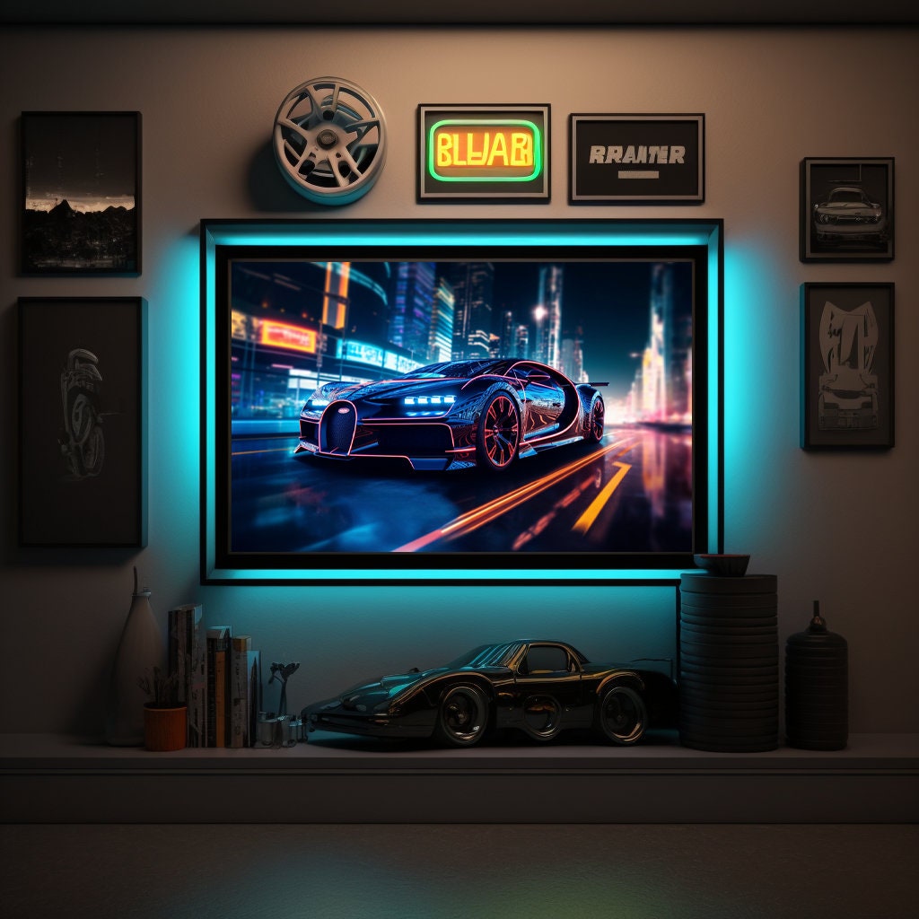 PRINTABLE Neon Bugatti Digital Download Neon Prints Neon Bugatti ...