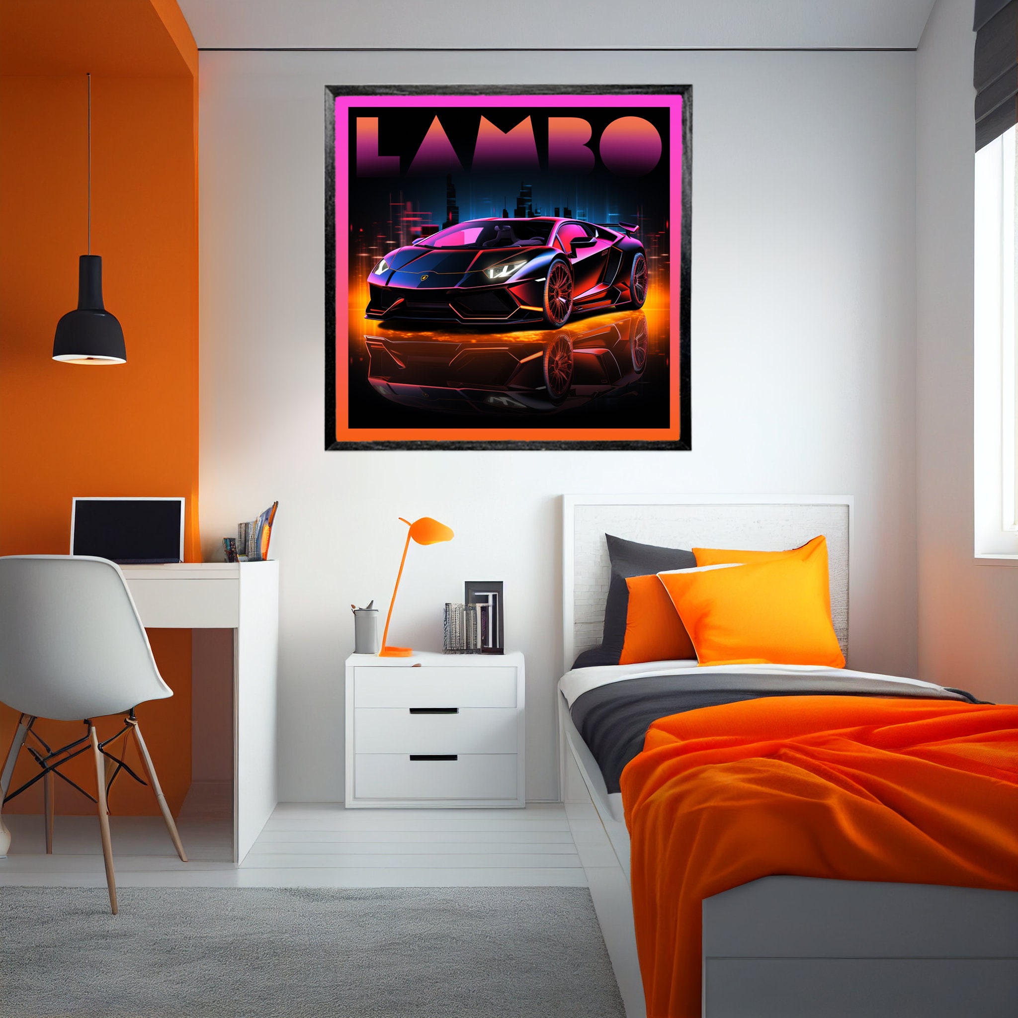 Lamborghini 5 Pack Digital Download Neon Prints Neon Lambo Bedroom ...