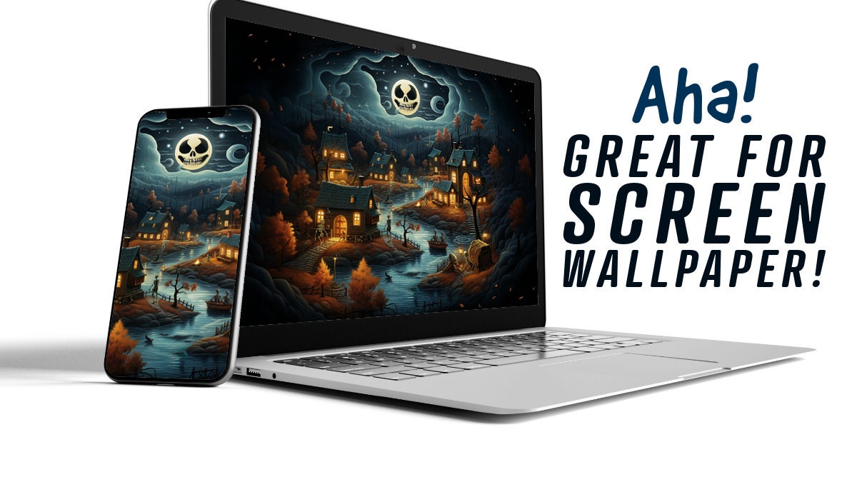 PRINTABLE Skeleton Town Wall Art | Creepy Town Scene | Halloween Print ...