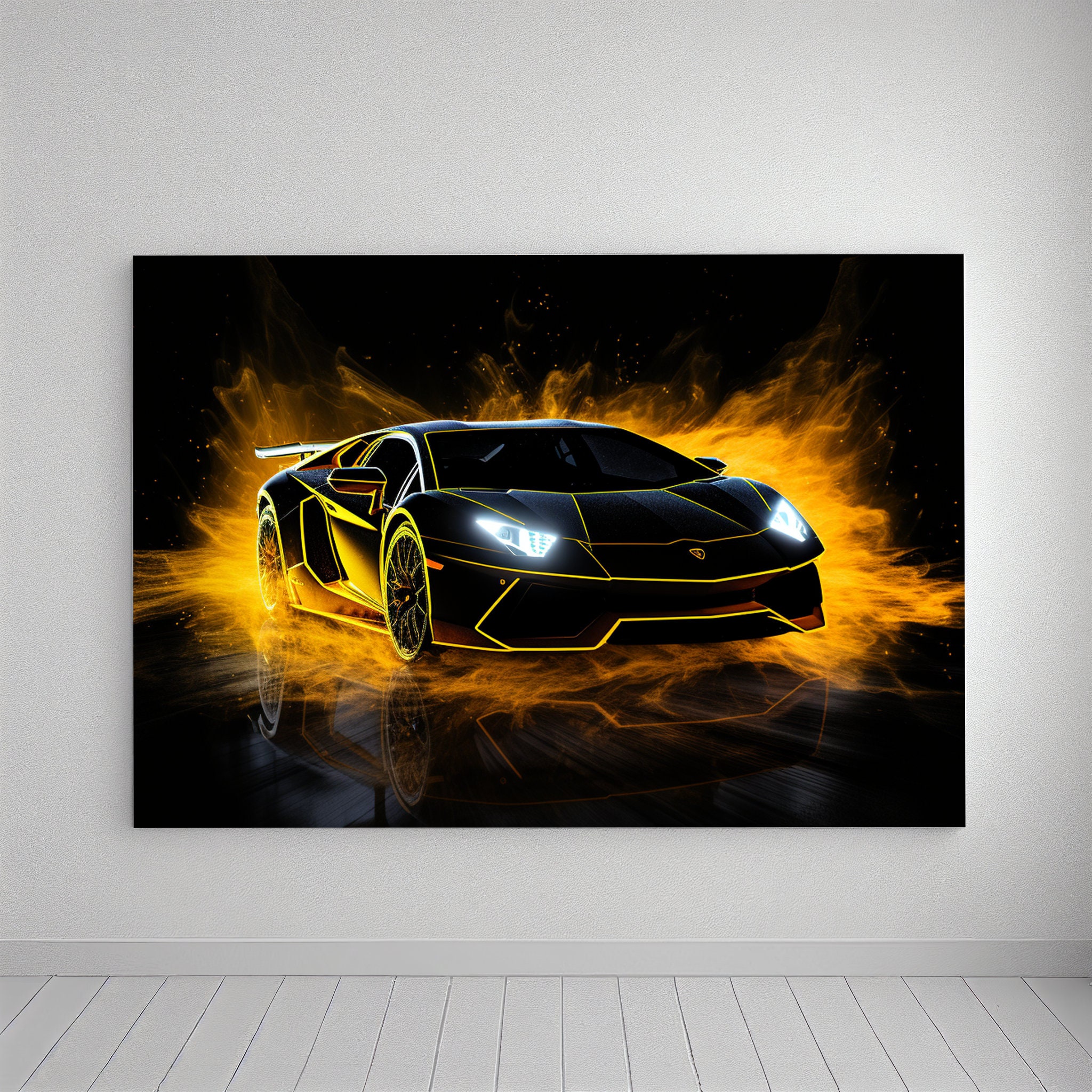 PRINTABLE Yellow Lamborghini Digital Download | Neon Prints | Neon ...