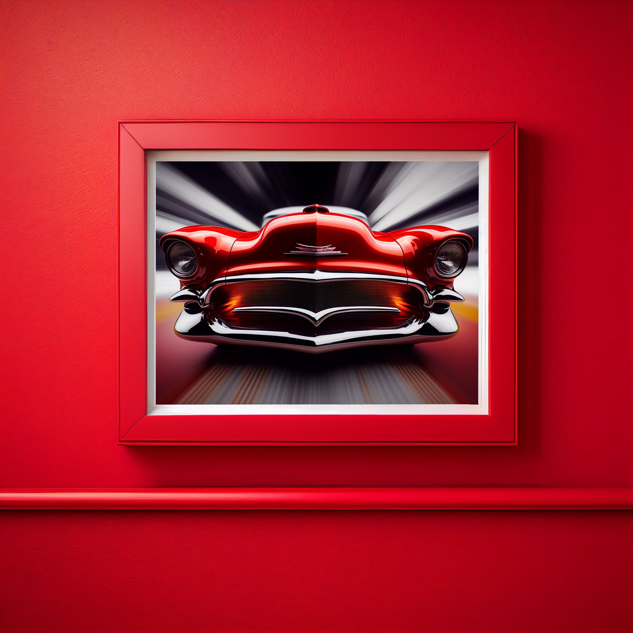 Classic Red Car | Classic Car Wall Art | Vintage Car | Child's Bedroom ...