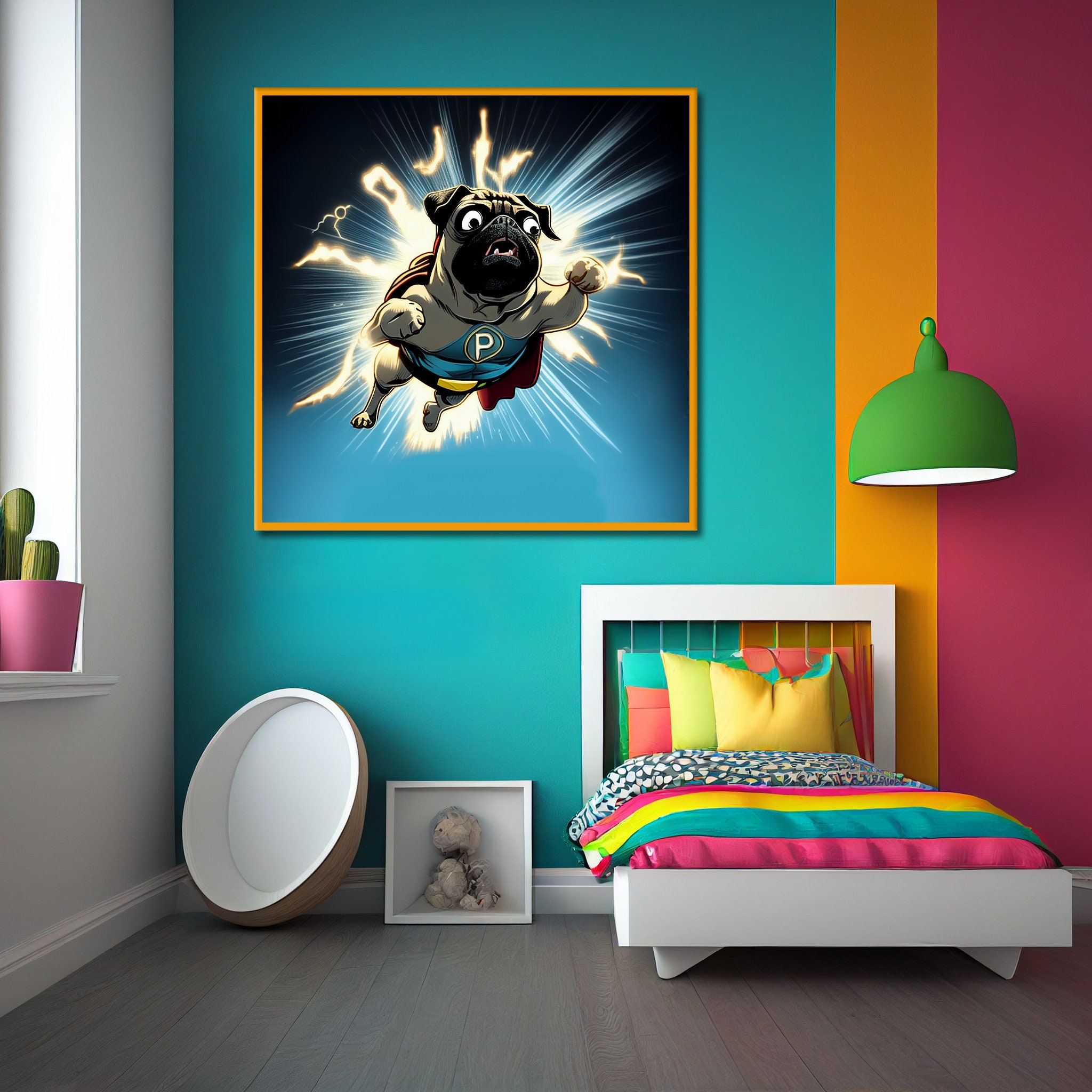 PRINTABLE Super Hero Pug | Adorable Superhero Pug Digital Download ...