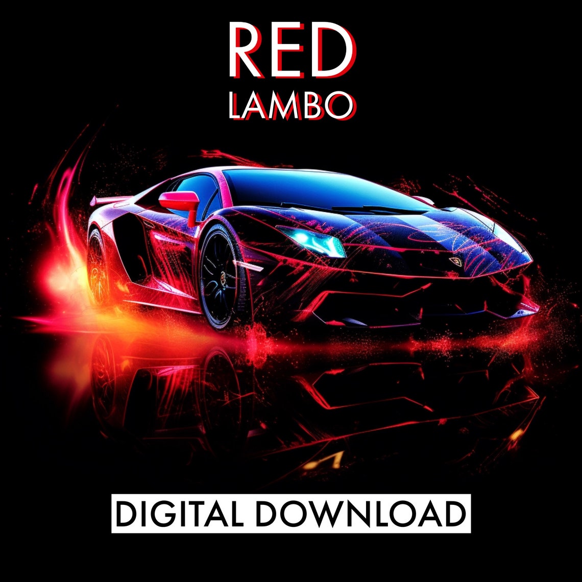 PRINTABLE Red Lamborghini Digital Download Neon Prints Neon Lambo ...
