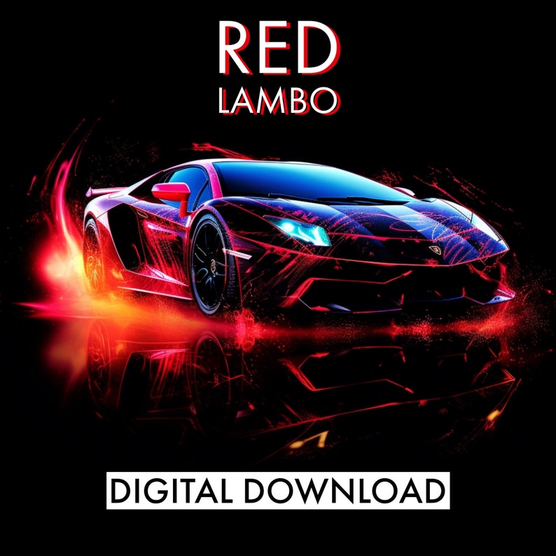 PRINTABLE Red Lamborghini Digital Download | Neon Prints | Neon Lambo ...