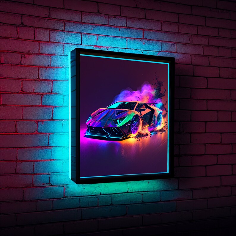 Neon Lamborghini Digital Download Neon Prints Neon Lambo - Etsy