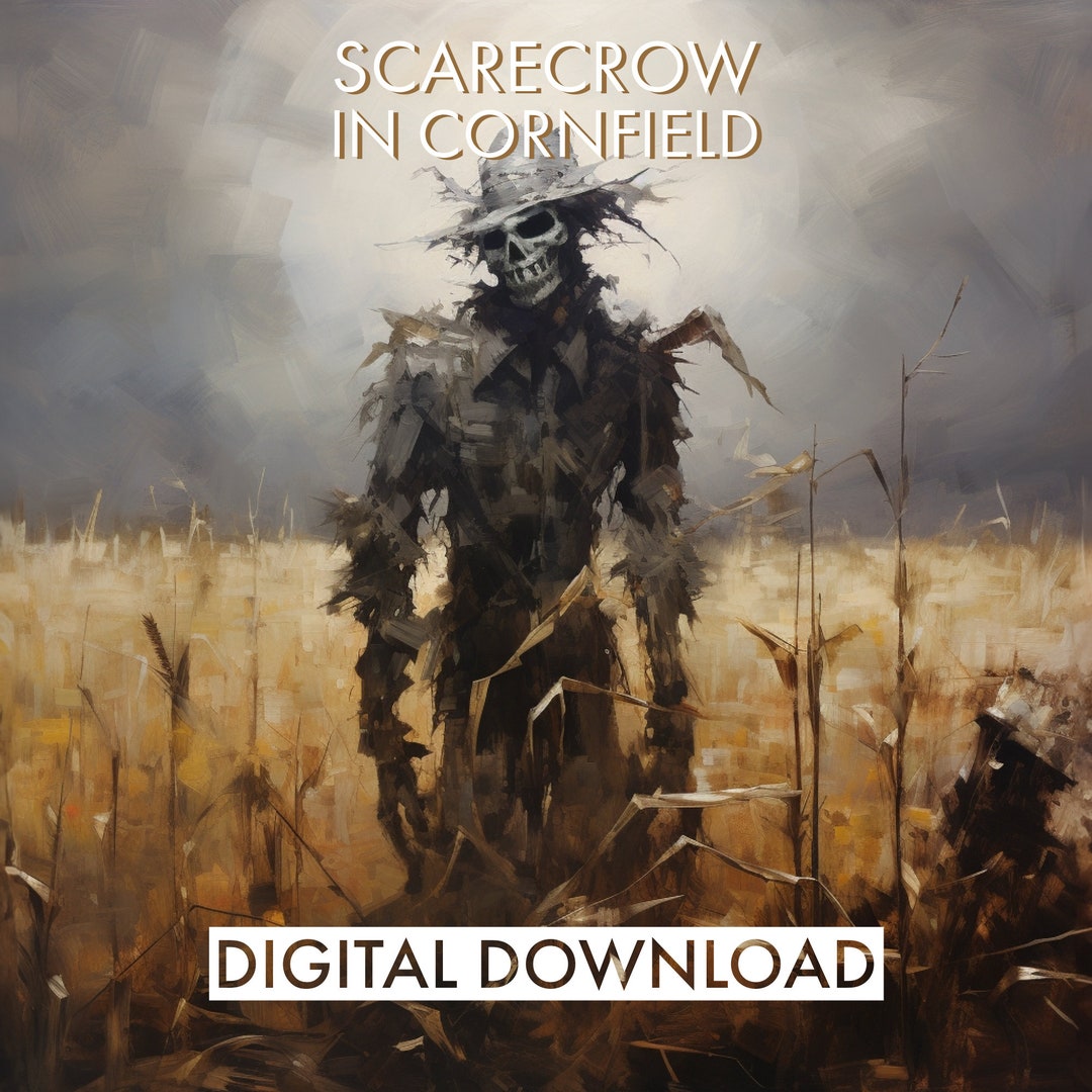 PRINTABLE Scary Scarecrow in Cornfield V2 | Halloween | AI Painting ...