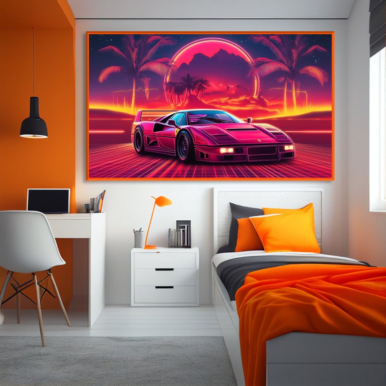 PRINTABLE Retrowave Ferrari Digital Download | Sports Car | Ferrrari ...