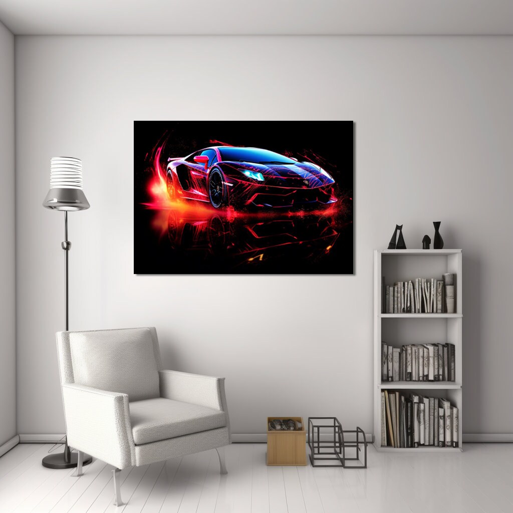 PRINTABLE Red Lamborghini Digital Download | Neon Prints | Neon Lambo ...