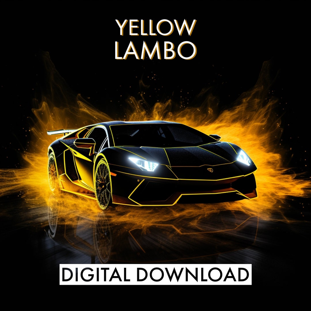 PRINTABLE Yellow Lamborghini Digital Download | Neon Prints | Neon ...