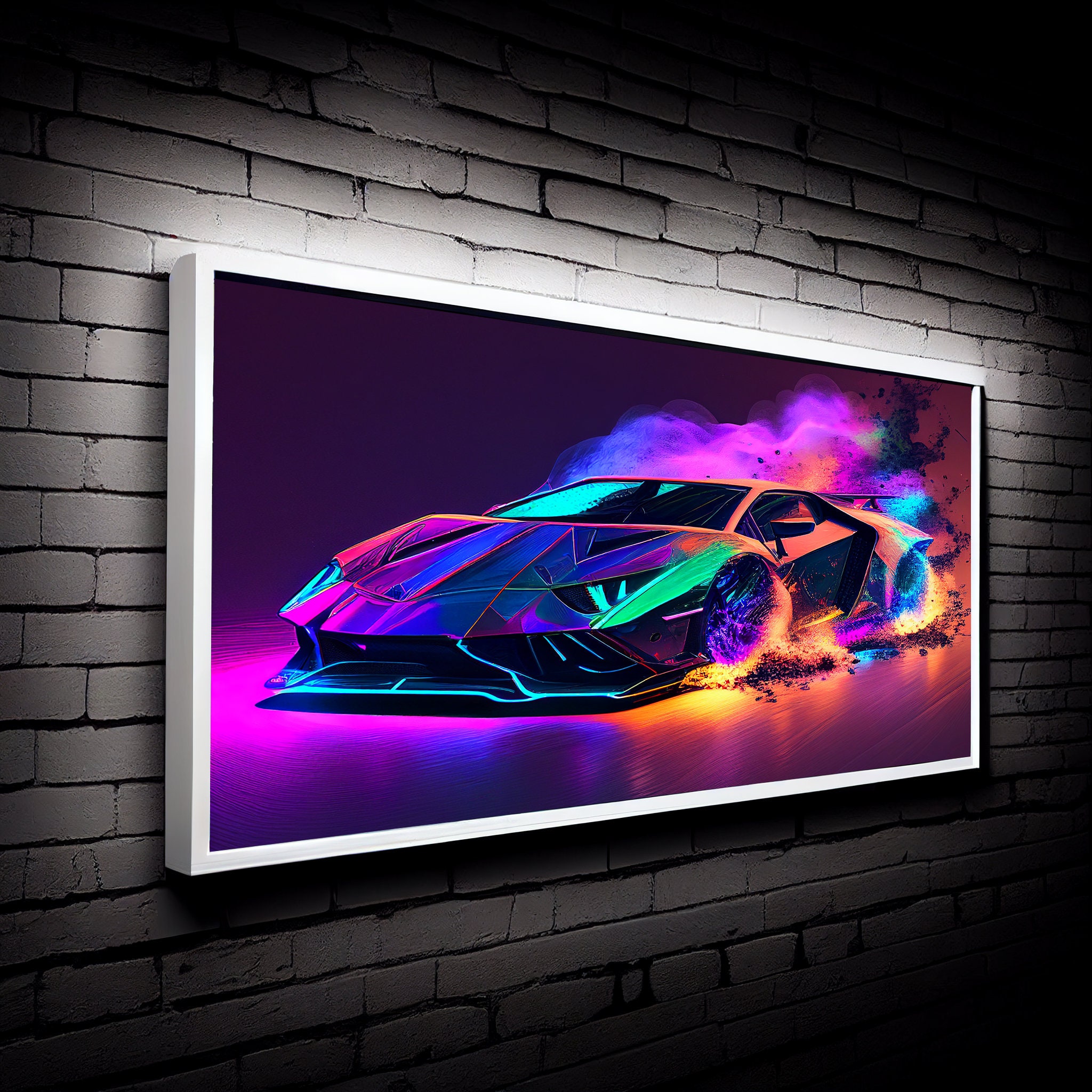 PRINTABLE Neon Lamborghini Digital Download | Neon Prints | Neon Lambo ...
