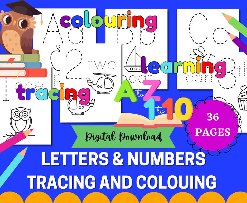 LETTER & ALPHABET Tracing and Colouring Activity Printable Worksheets ...