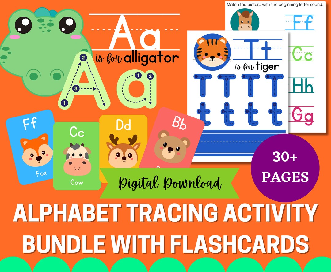 ANIMAL THEME Alphabet Literacy & Flashcards Printable Worksheets ...