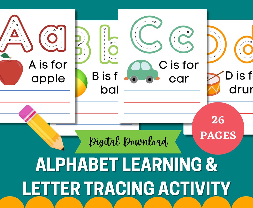 UPPER AND LOWERCASE Letter Learning, Tracing & Writing Printable ...
