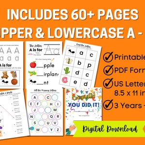 TRACING Letters & Object Matching With Flashcards Printable Alphabet ...