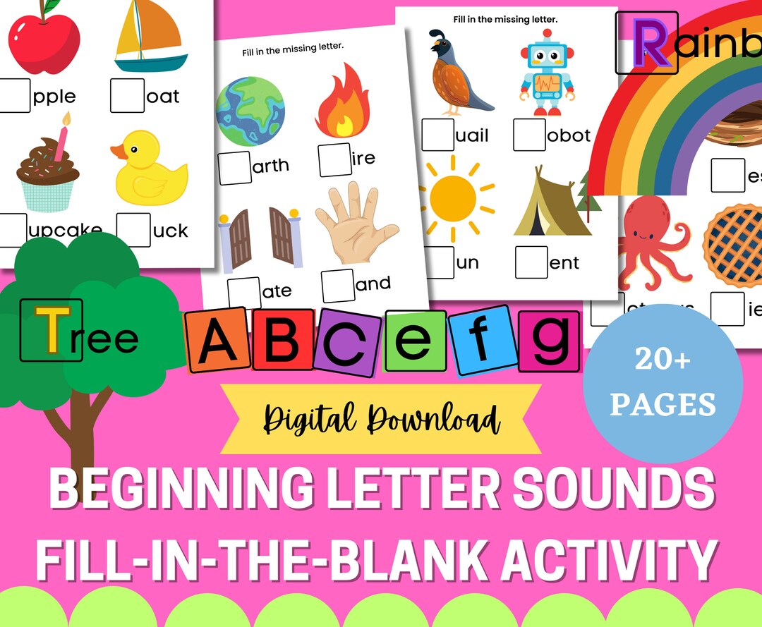 FILL-IN-BLANK Beginning Letter Sounds Learning Printable - Etsy