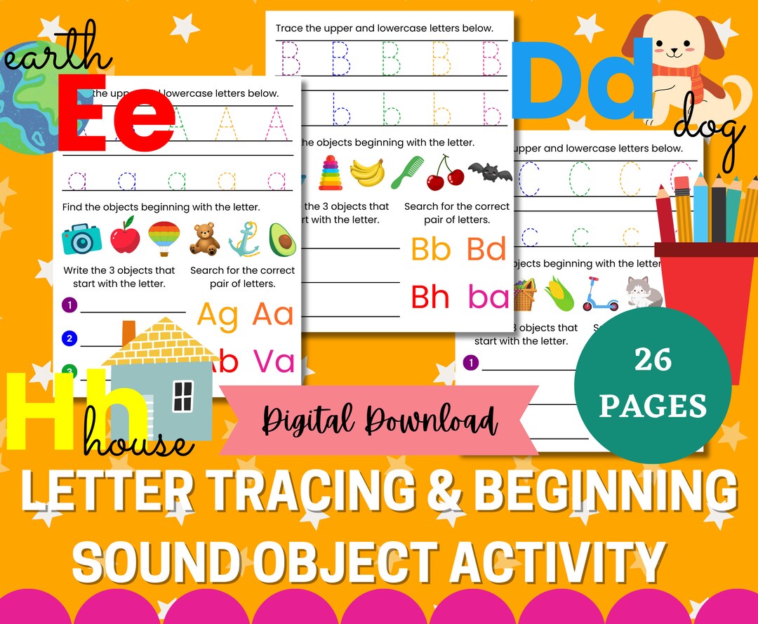 ALPHABET LITERACY PRINTABLE Worksheets, Kindergarten Learning, A-Z ...