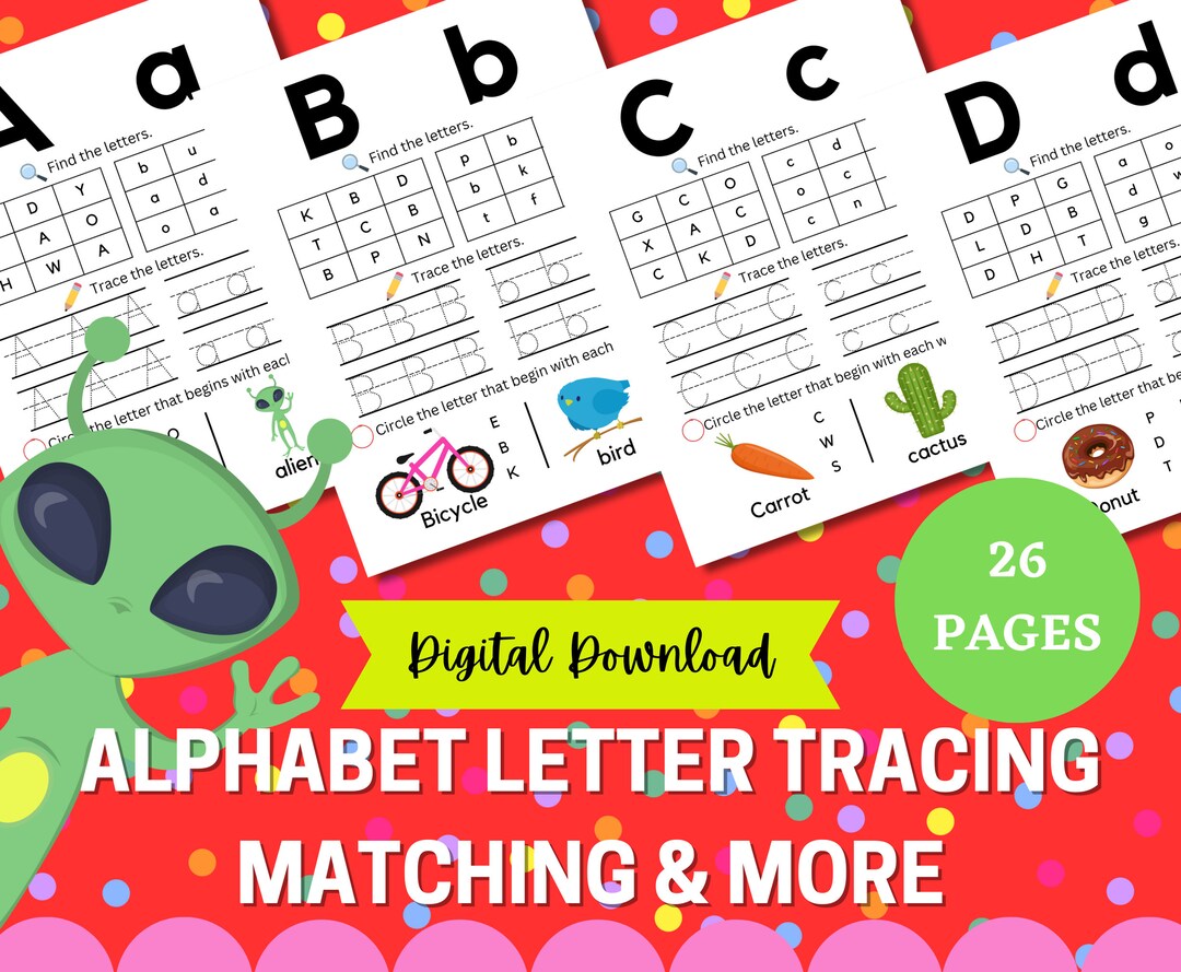 LETTER Search & Tracing Printable Alphabet Worksheets, Preschool ...