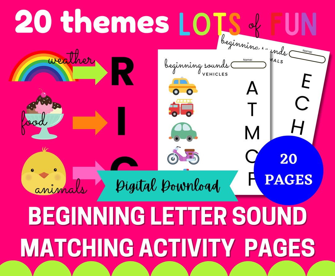 BEGINNING LETTER SOUNDS Matching Activity Printable Worksheets ...
