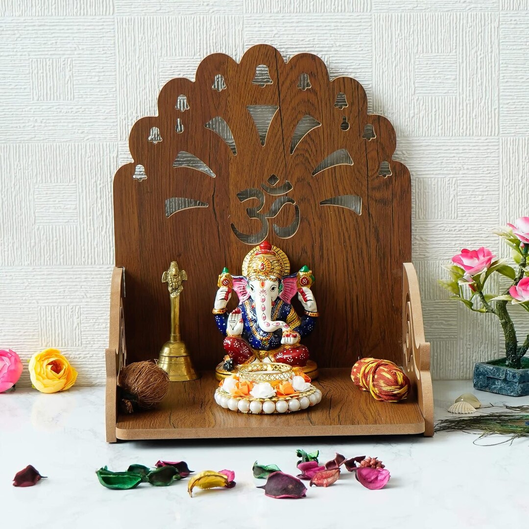 Handmade Mandir Om With Bells Design Laminated Wood Pooja Temple/mandir ...