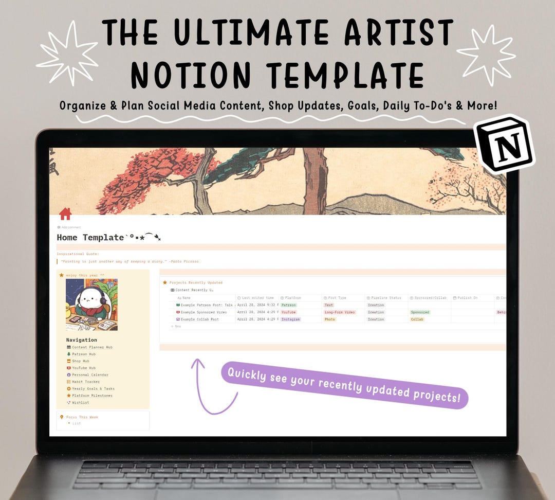 The Ultimate Artist Notion Template | Notion Templates | Content ...