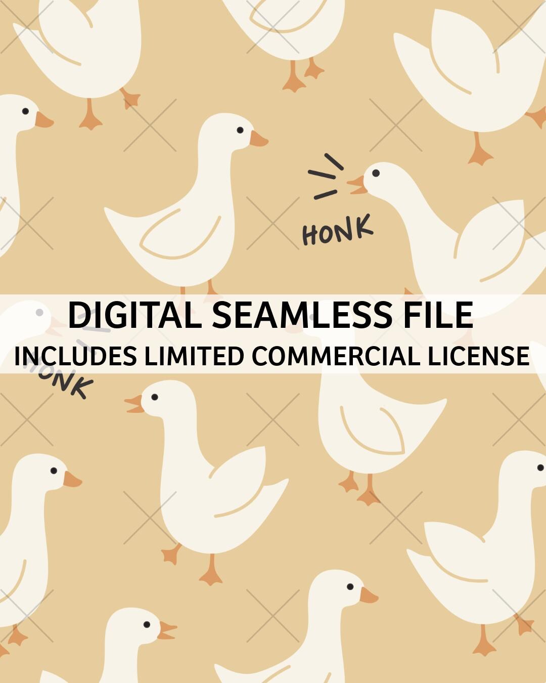 Honk! Silly Geese - Yellow Background - Cute Goose Seamless Pattern ...