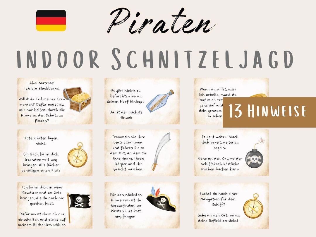 Schnitzeljagd für Kinder, Zuhause, Piraten Schatzsuche Outdoor, Schnitzeljagd zum Ausdrucken PDF ...