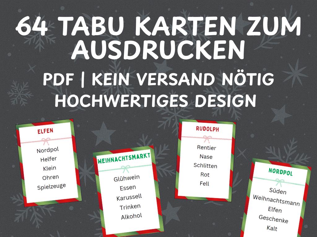 Christmas Taboo Game, 64 Taboo Cards, Family Party Game, Printable ...