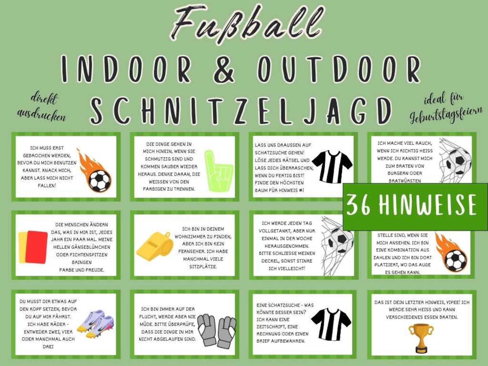 Fussball Schnitzeljagd für Jungs, Fussballer Schatzsuche drinnen und ...