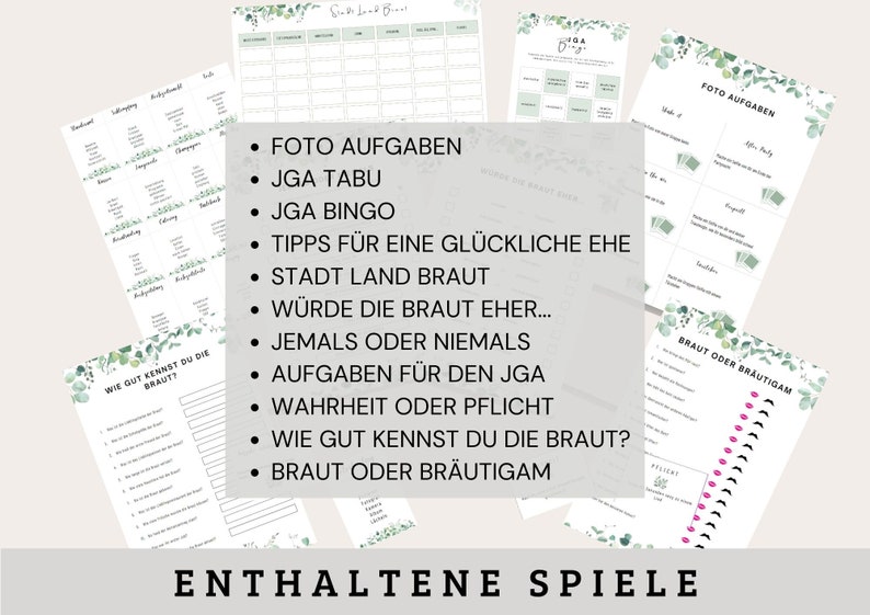 JGA Spiele Set für Frauen, 11 editierbare JGA Spiele ...