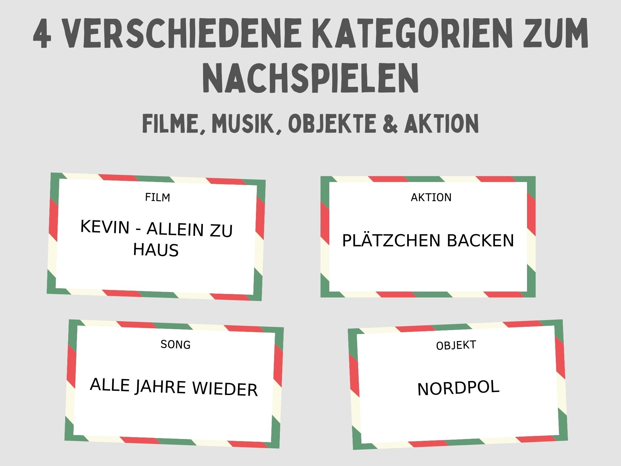 Christmas Charades Game, 64 Pantomime Cards, Family Party Game ...